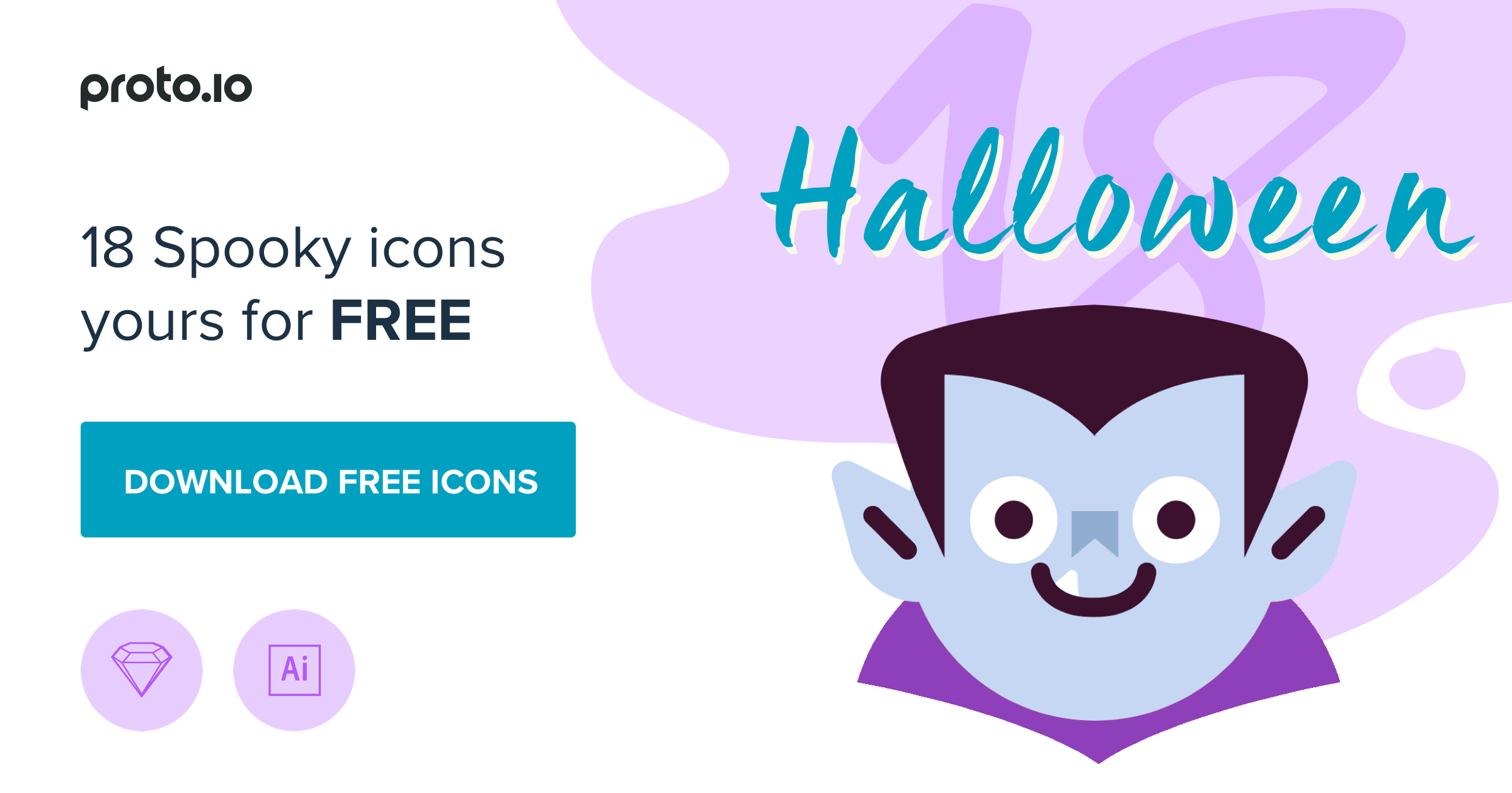 18 Spooky Halloween Icons yours for FREE from Proto.io.